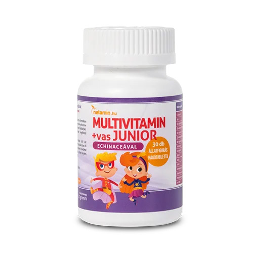 Netamin Junior Multivitamin + vas rágótabletta echinaceával - 30db ...